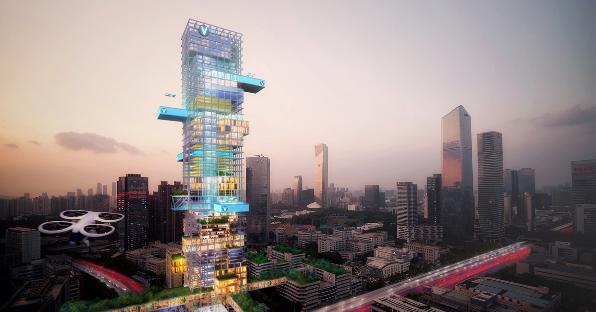 MVRDV and airbus envision flying vehicles that collect passengers from ...