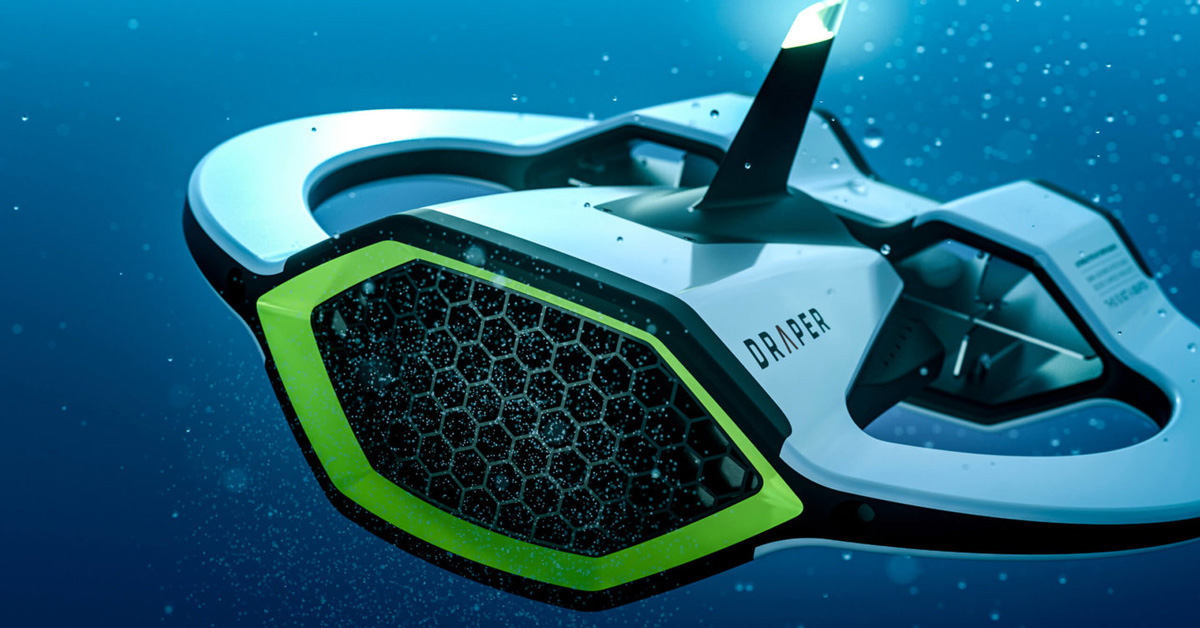 the underwater draper drone scans the ocean for microplastics