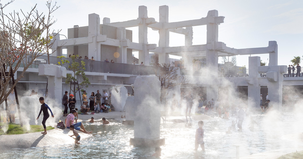 MVRDV's tainan spring is an urban lagoon within the ruins of a mall