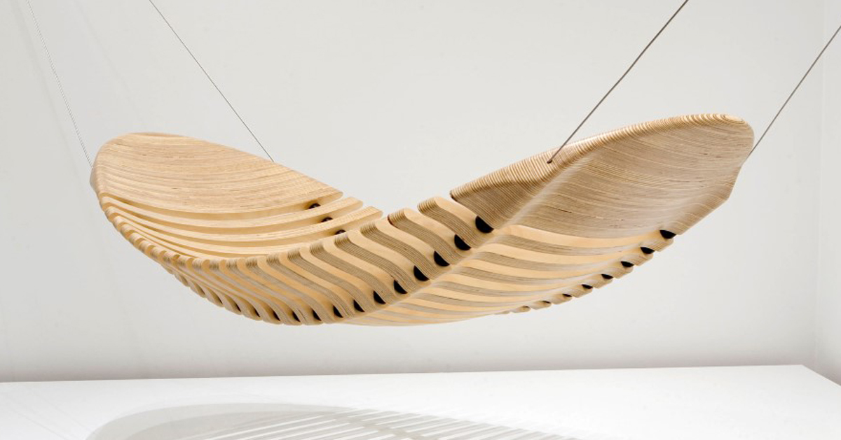 adam cornish designs wooden hammock that mimics the human spine