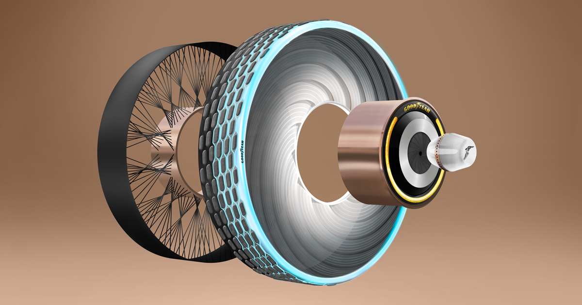 goodyear unveils self-regenerating tyre concept with a rechargeable tread