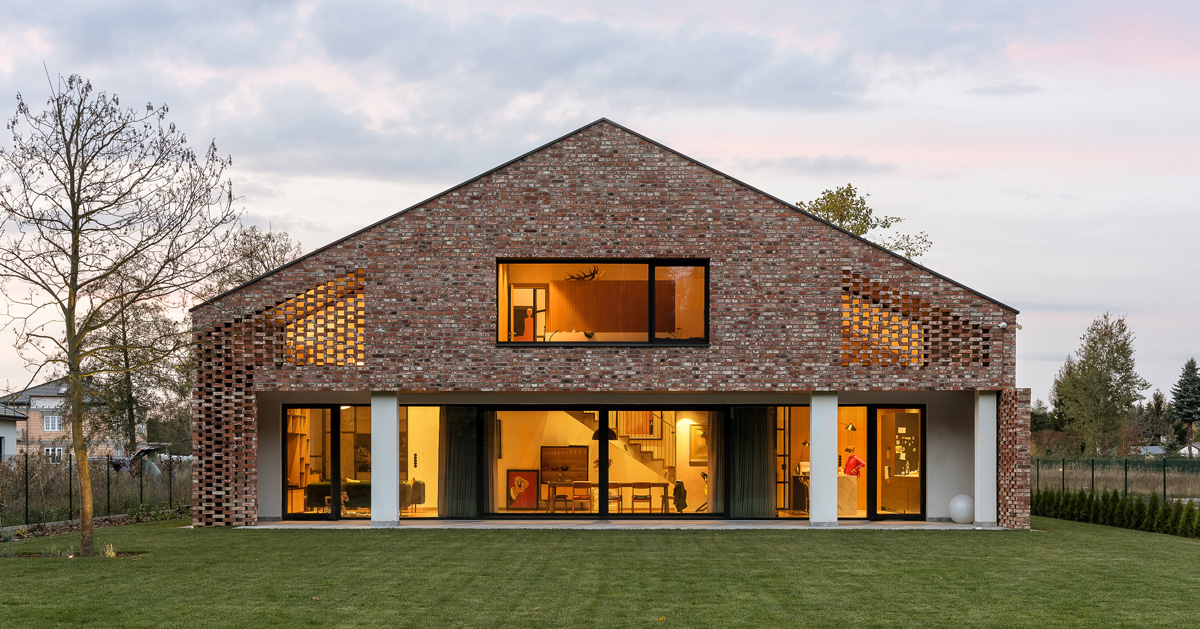 wrzeszcz architekci uses bricks from an old barn to build new house in ...