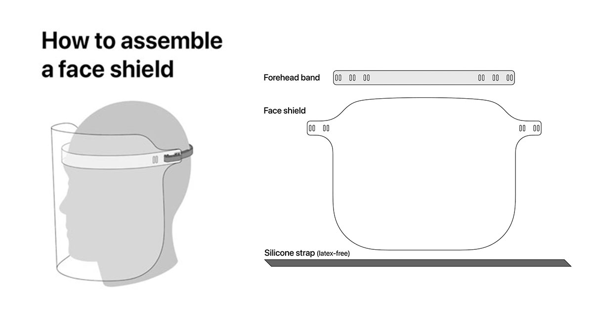 apple unveils face shield design with downloadable instructions