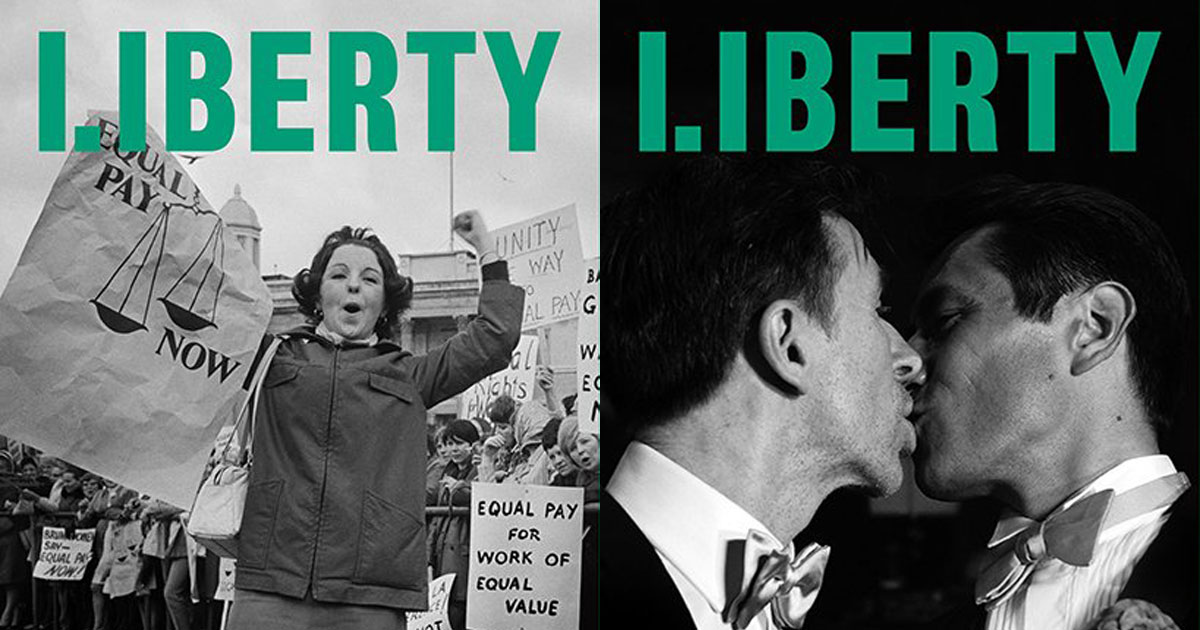 liberty's new logo represents people standing up to power, by north