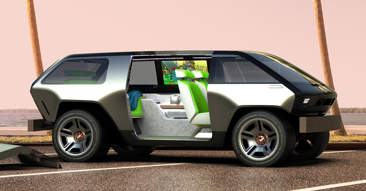 samir sadikhov reimagines tesla cybertruck as a minivan hybrid