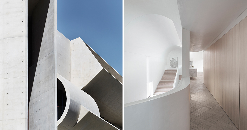 smart design studio sculpts concrete geometries with 'indigo slam'