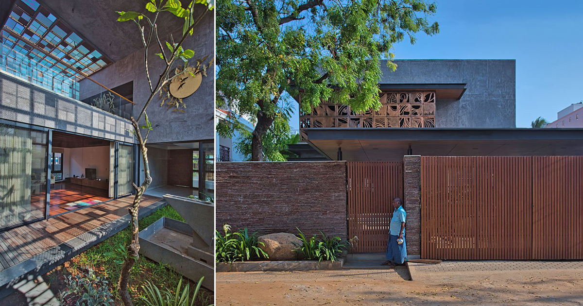 webe design lab builds TUT house around three courtyard spaces in india