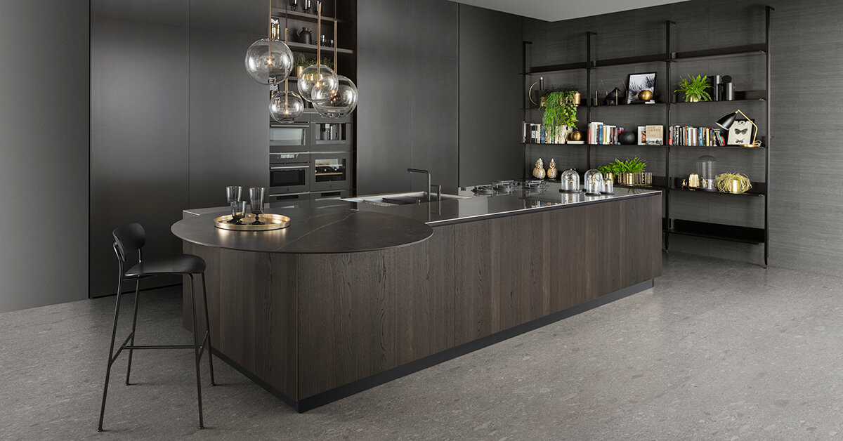 monolithic kitchen island adorns 'invisible' doimo cucine D12 doors