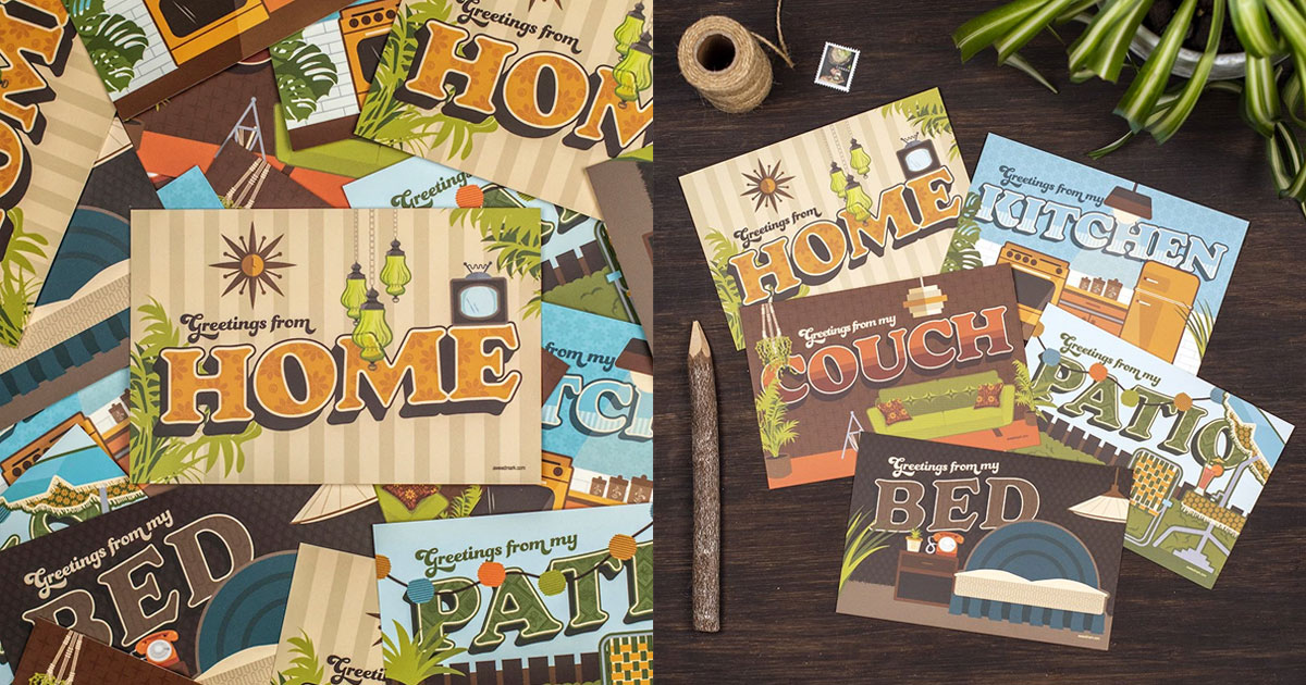 send greetings from self-isolation with these retro 'home postcards'