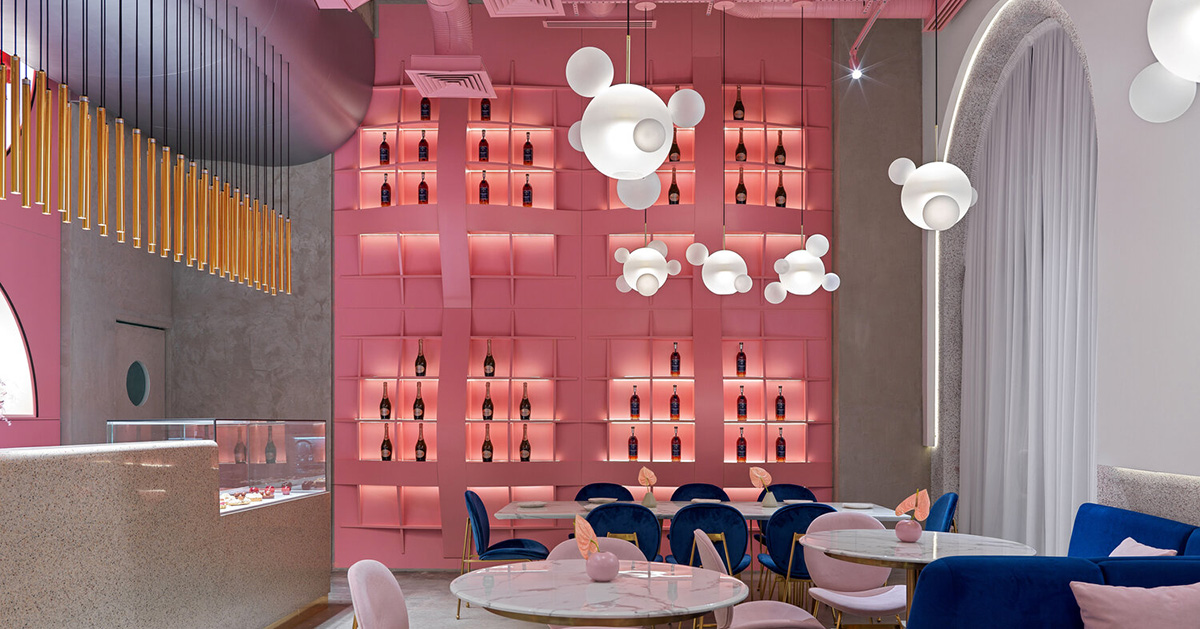 lenz/architects installs curved pink storage rack within 'dijon ...