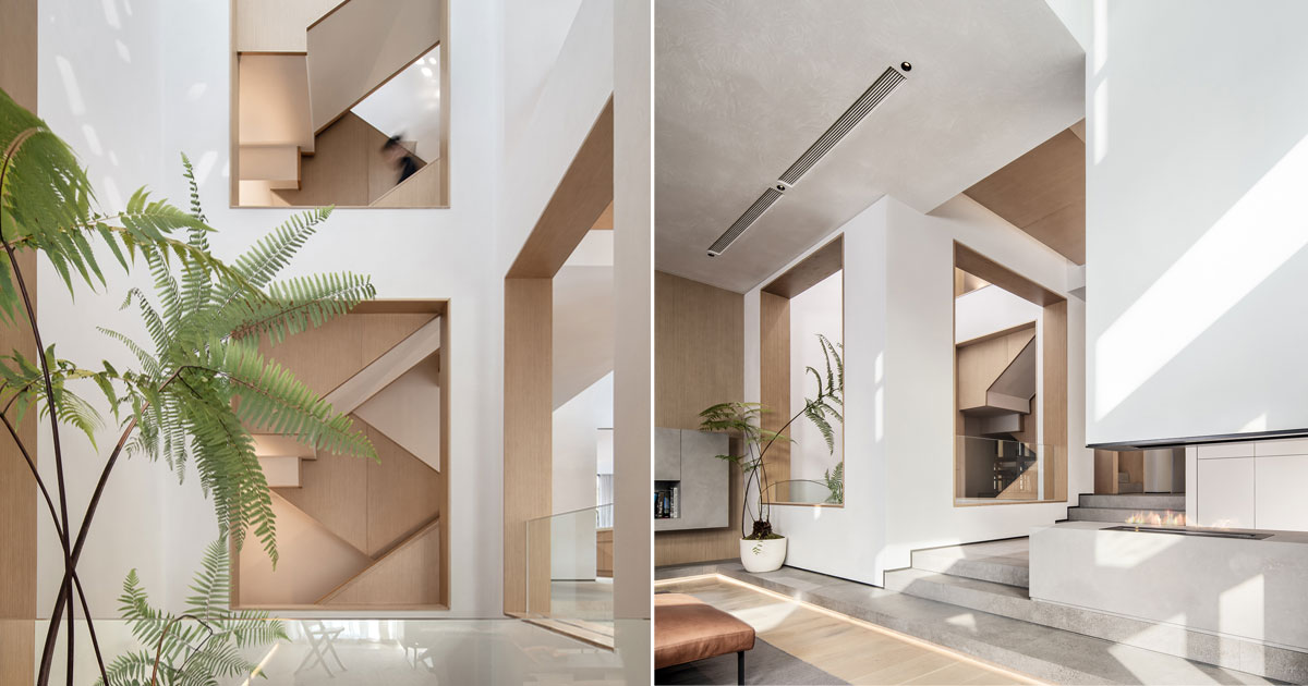 liang architecture inserts a light-filled atrium into apartment in china