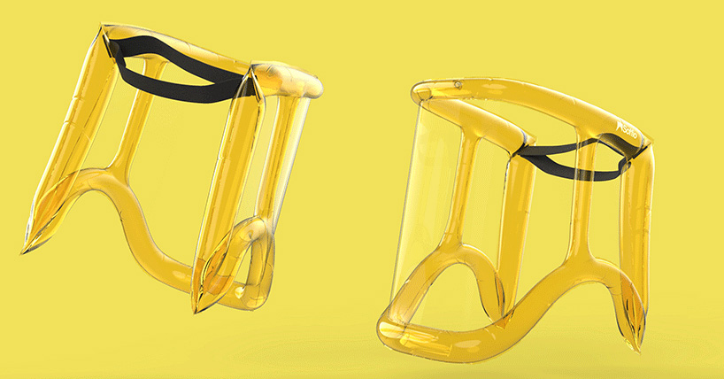 soffio is an inflatable face shield that allows for safe social interaction
