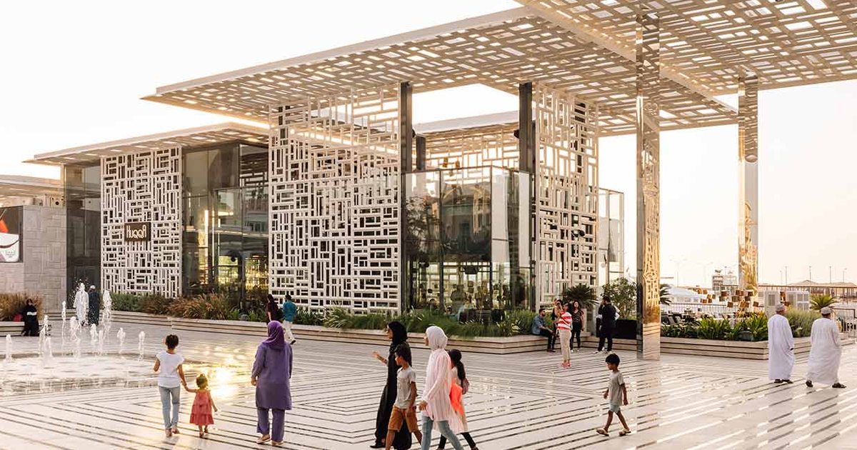 acme uses desert rose marble to build marsa plaza in muscat, oman