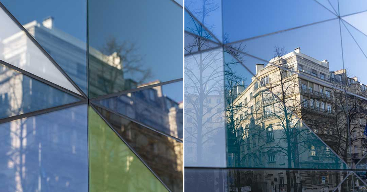 aldric beckmann applies an abstract pattern of colored glass to a ...