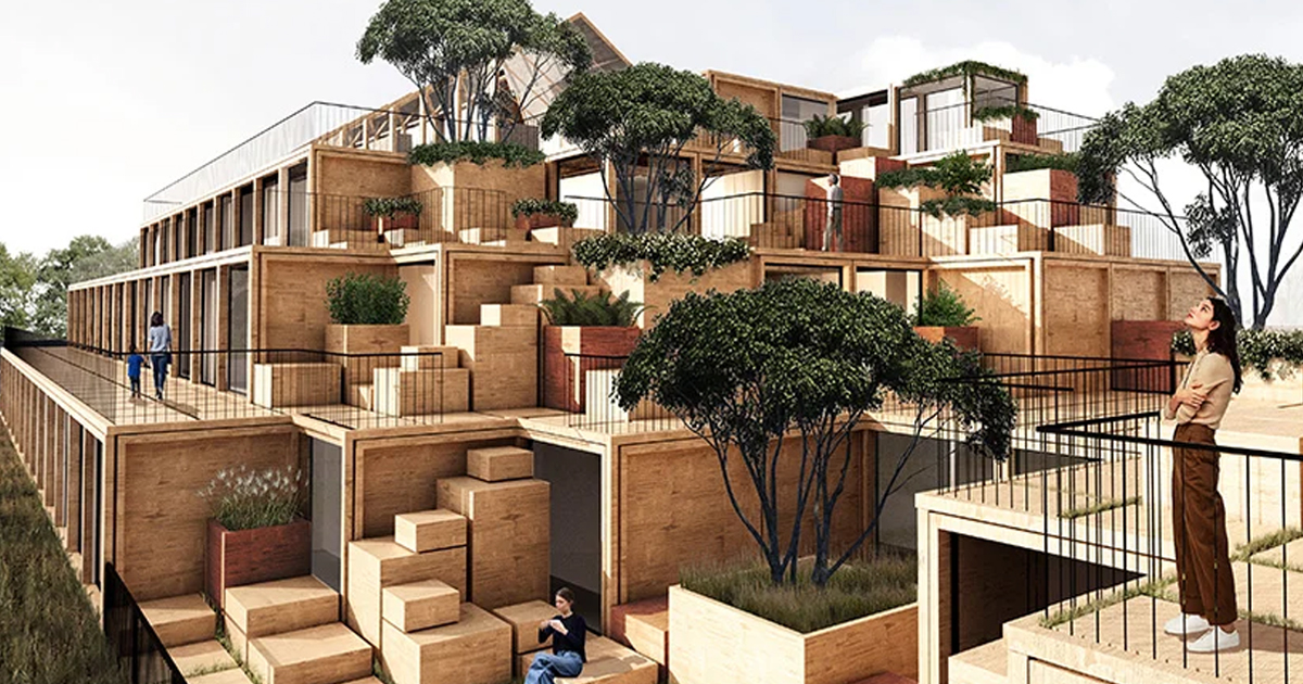 BARBIZON is a green living concept built from stackable CLT modules