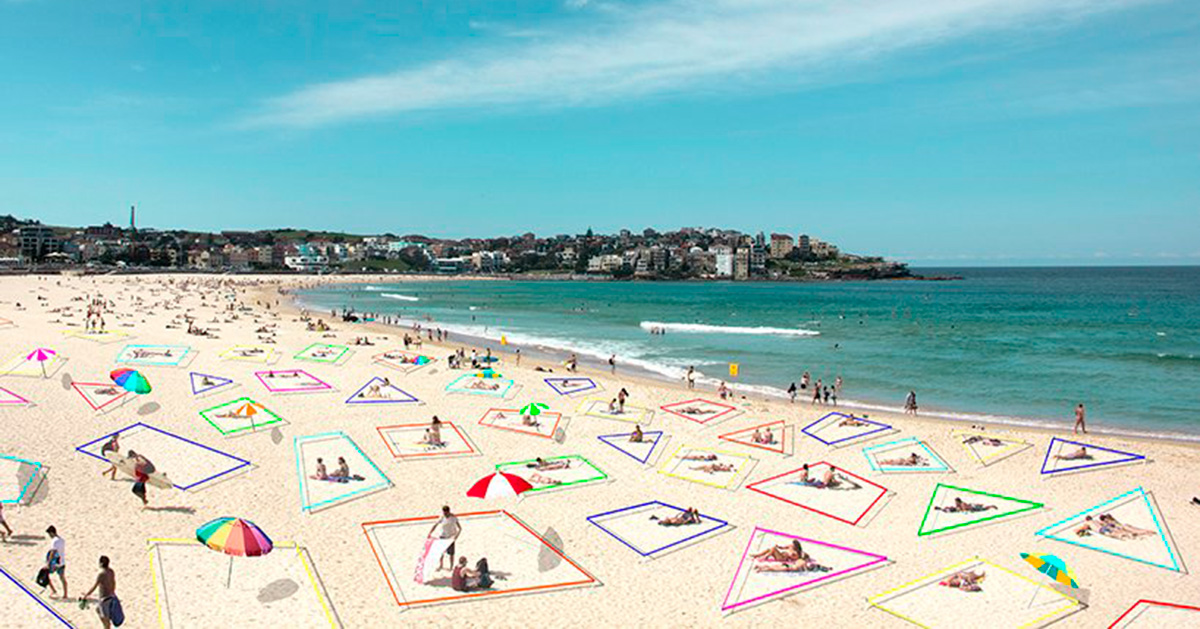 this colorful tape kit by jajaxd helps you social distance on the beach