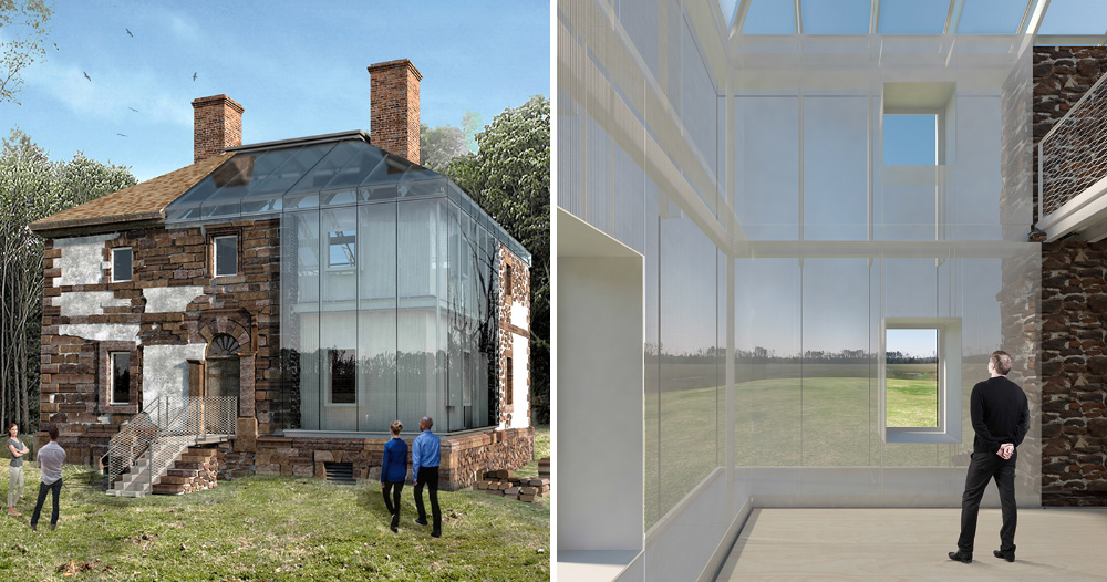 the glass house project will transform 'menokin' ruins in virginia