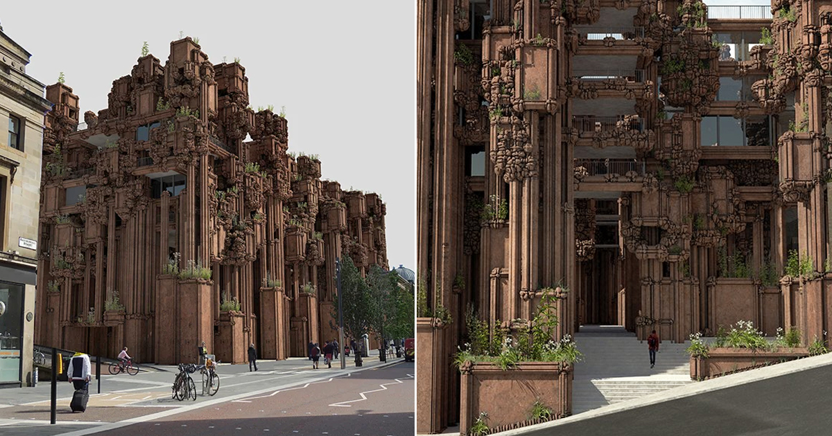 barry wark imagines an 'urban cliff' for glasgow school of art extension