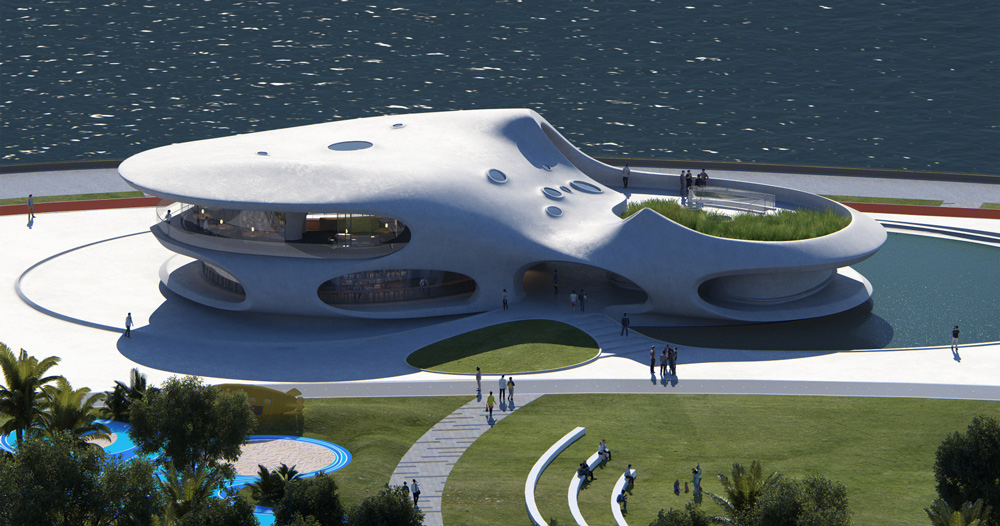 MAD architects unveils plans for 'wormhole library' on the coast of hainan