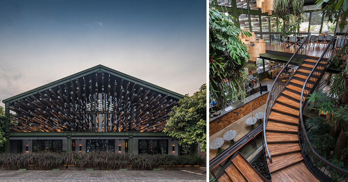 floating wood logs and tropical interiors adorn 'kayu kayu' restaurant ...