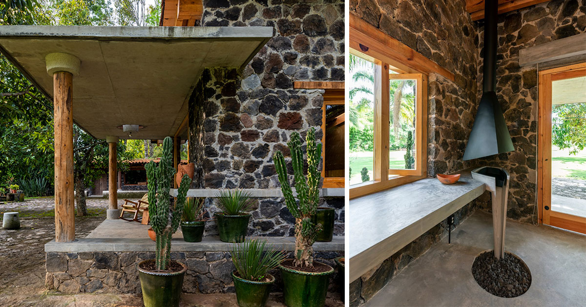stone, adobe, and concrete form country house by luis carbonell in mexico