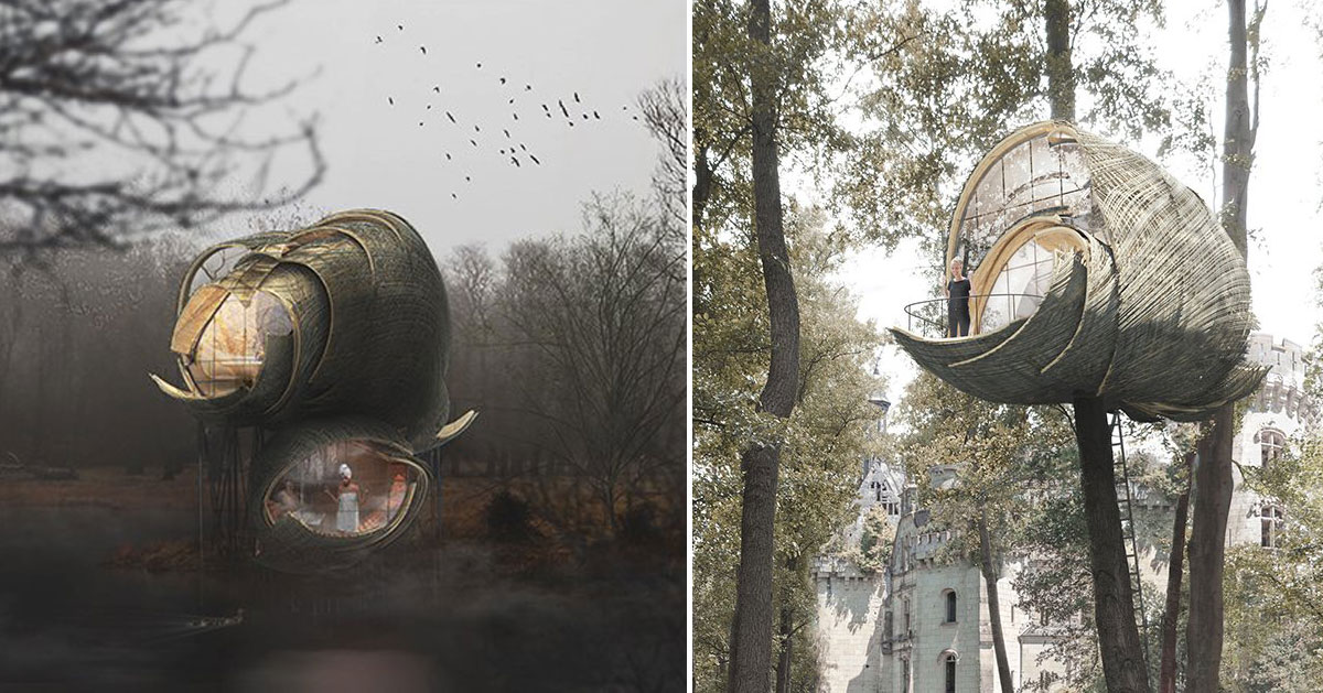 goepel & baumgarten's treehouse modules in france draw influence from ...