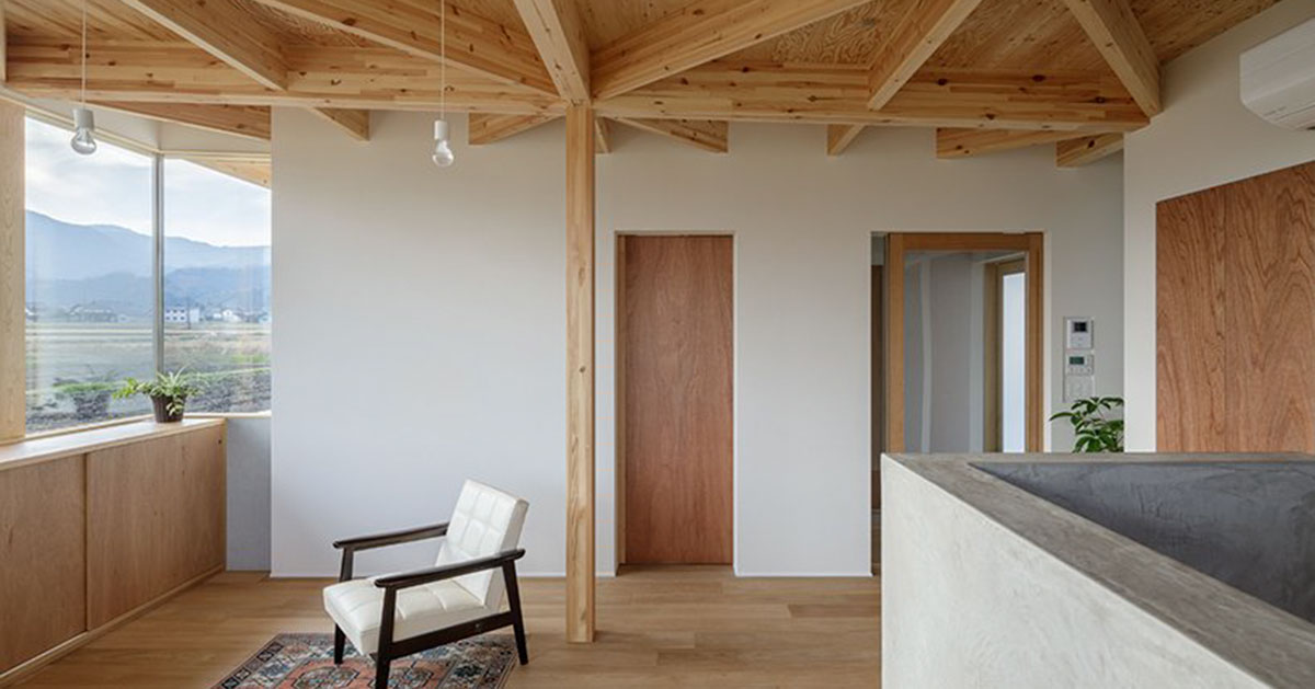 geometric wooden grid frame supports 'nanto house' by kazuto nishi ...