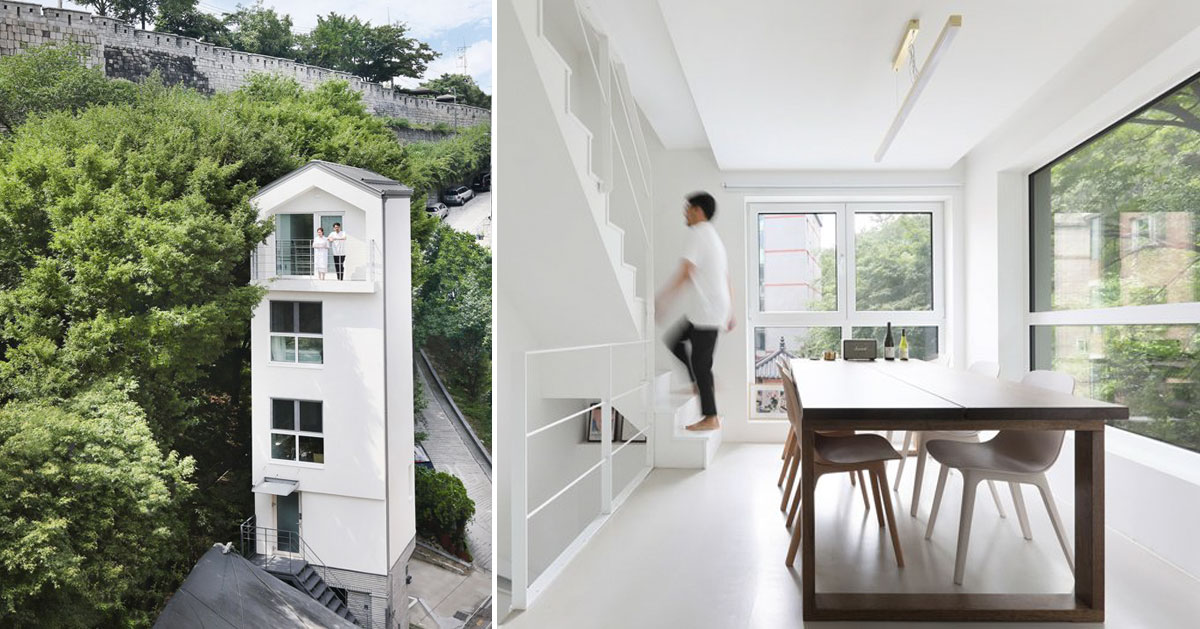 smaller architects build vertical tiny house in the heart of seoul