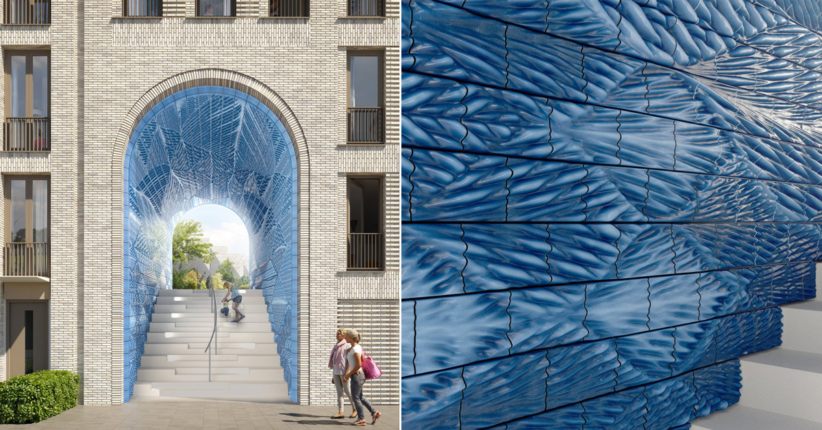3D-printed ceramic tiles clad the gates of studio RAP's residential ...