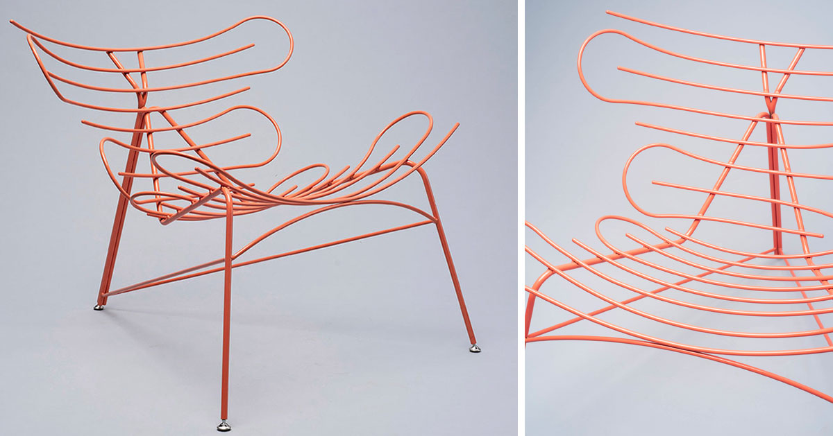 šimon galanský twists & turns bright orange steel rods into the 'sinuo ...