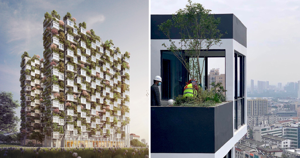 two vertical forests by stefano boeri take root in china