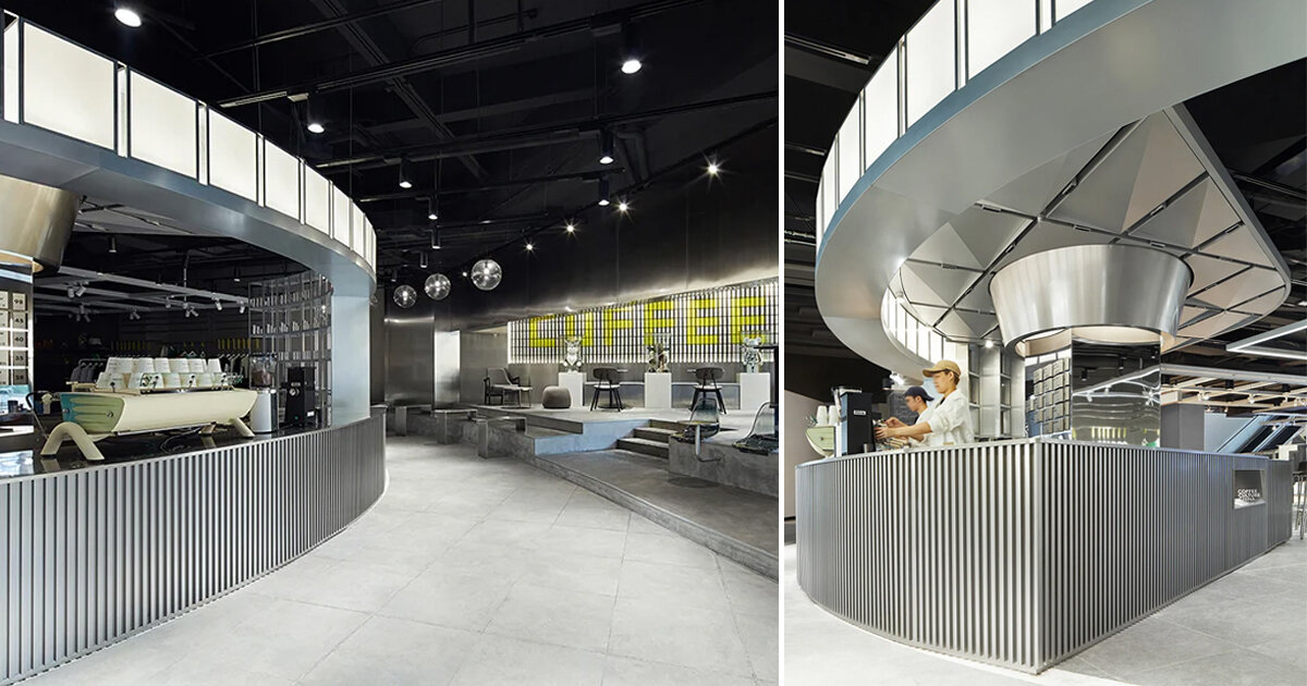 tailor WEY applies cool metallic surfaces to futuristic coffee lab in ...