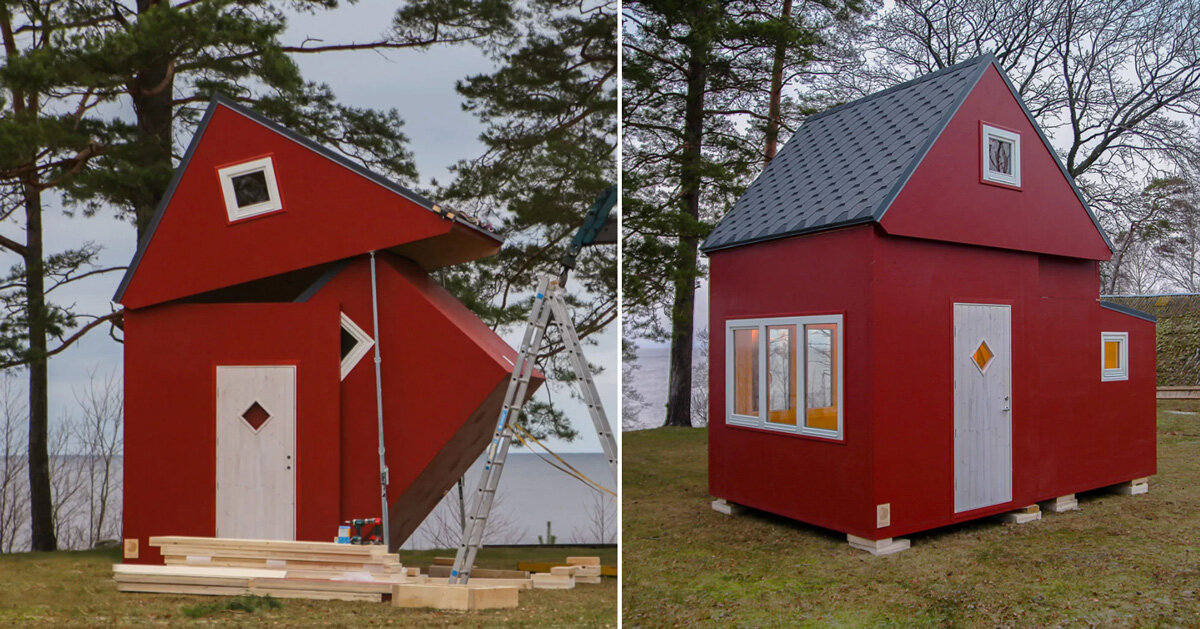 'brette haus' is a tiny prefabricated house that unfolds in only three ...