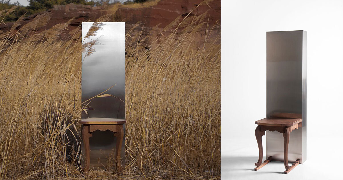 carved wood & stainless steel chair reinterprets traditional korean ...