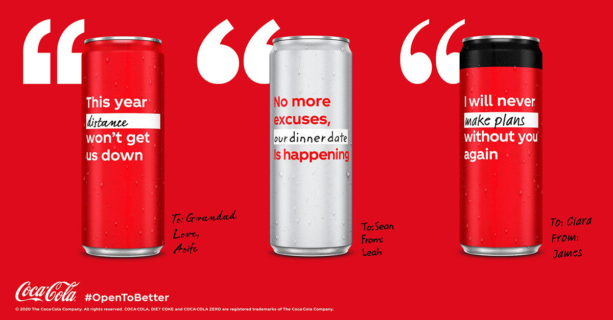 coca-cola replaces iconic logo with hopeful new year's resolutions