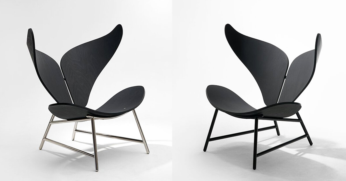 whale chair by woocheol shin incorporates smooth curves from nature