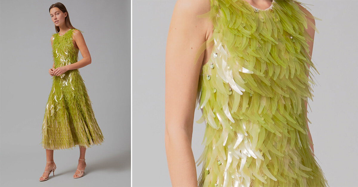 this dress has been crafted using algae-based sequins & carbon-neutral ...