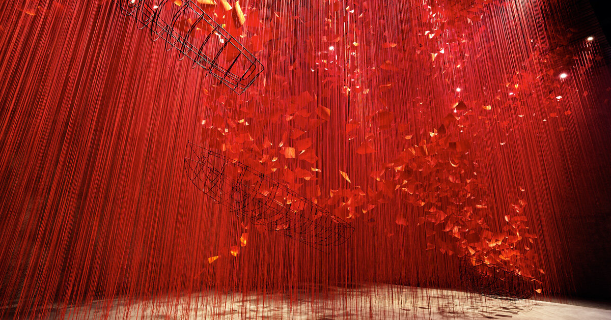 tour chiharu shiota's immersive thread installation, set within a former church in berlin