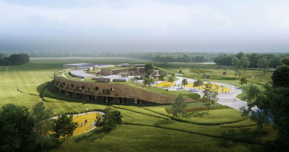 henning larsen breaks ground on sculptural school in sundby, denmark