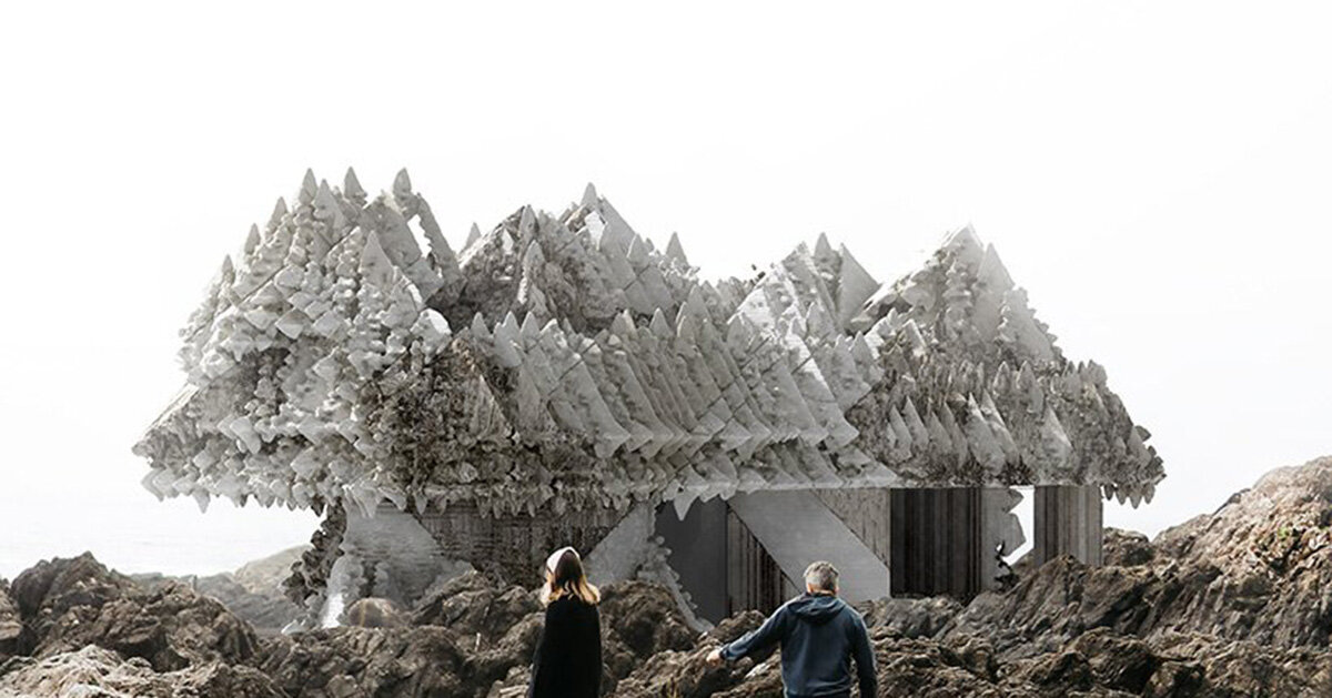 barry wark envisions a cliff house mimicking the surrounding's rocky ...