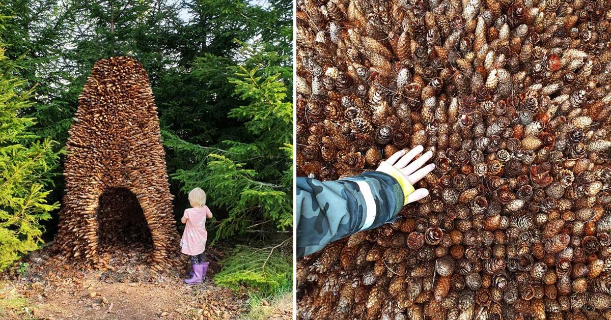 ulf mejergren architects assembles thousands of spruce cones into ...