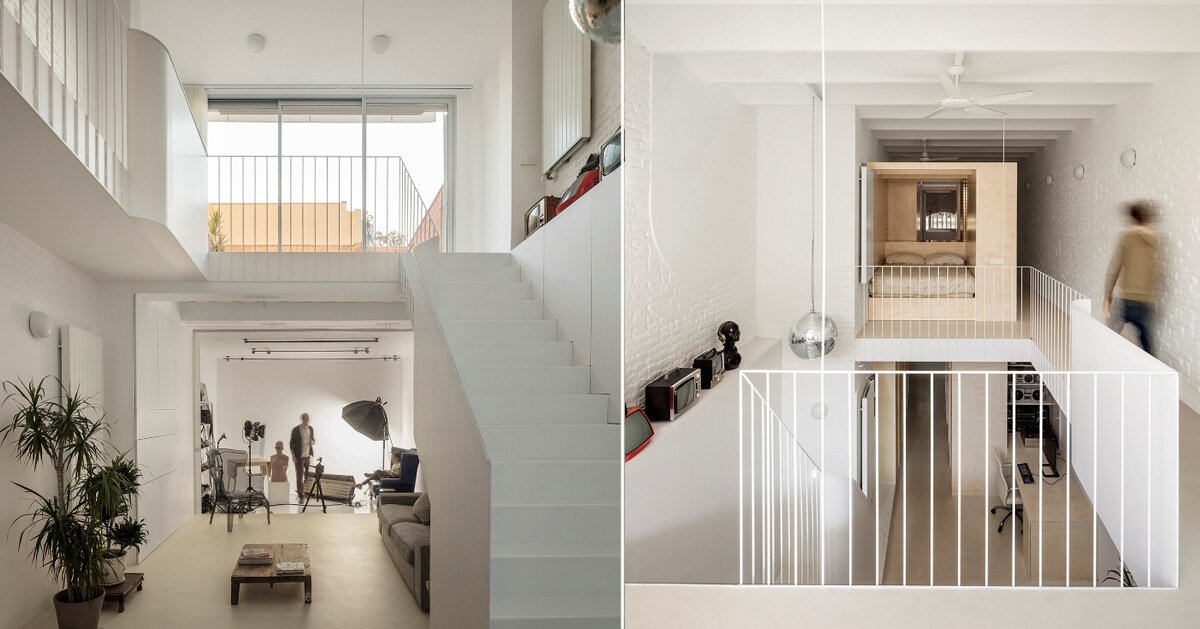 wooden boxes form the interior of this renovated mezzanine apartment by ...