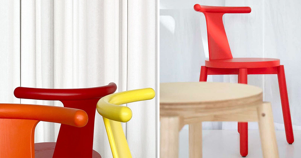 viva chair appears as a fun pop of color around the kitchen table