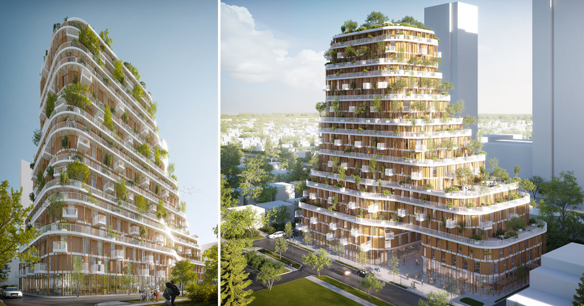 bamboo columns clad 'vancouver forest' residential development in canada