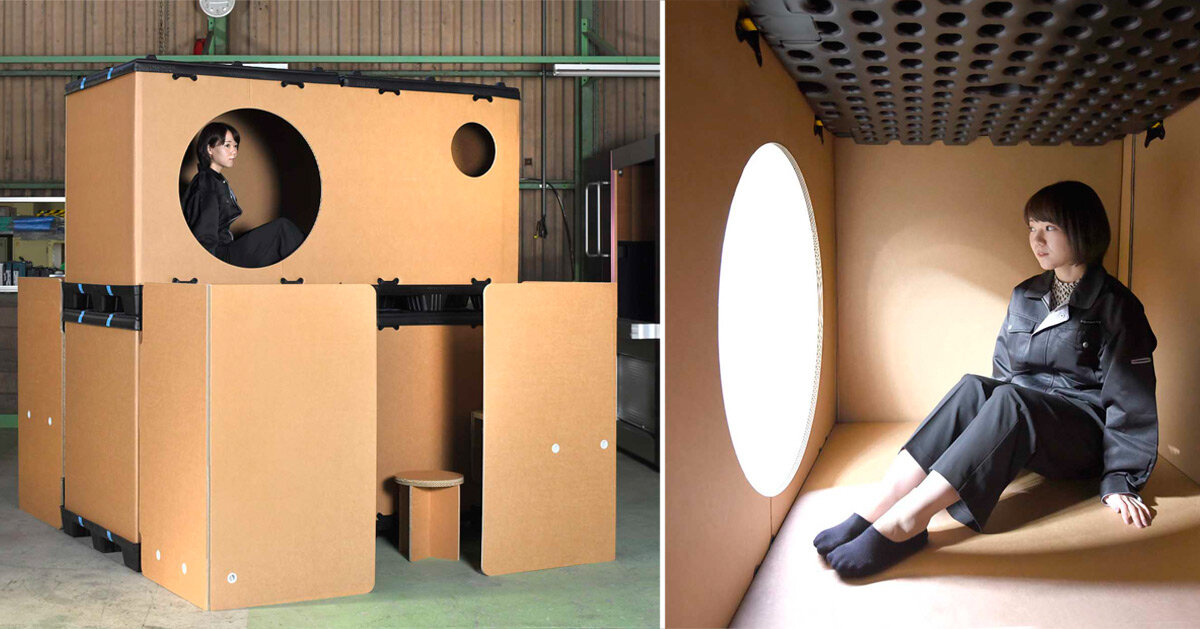 cardboard sleeping capsule by atelier OPA provides shelter in case of ...