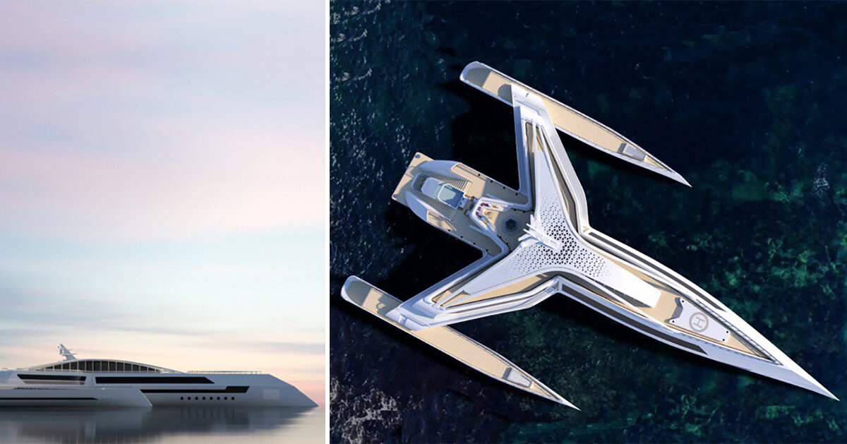 seaplane-like superyacht 'estrella' divides its hull wings into three ...