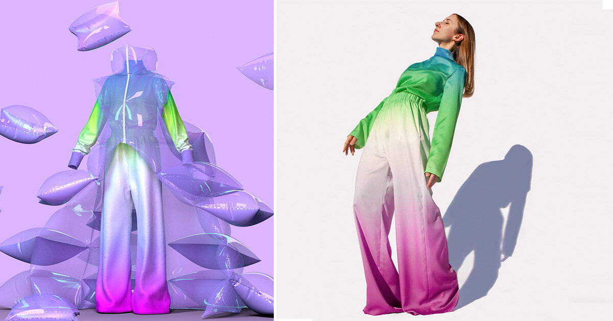 diane wallinger designs gradient outfits to help combat climate change