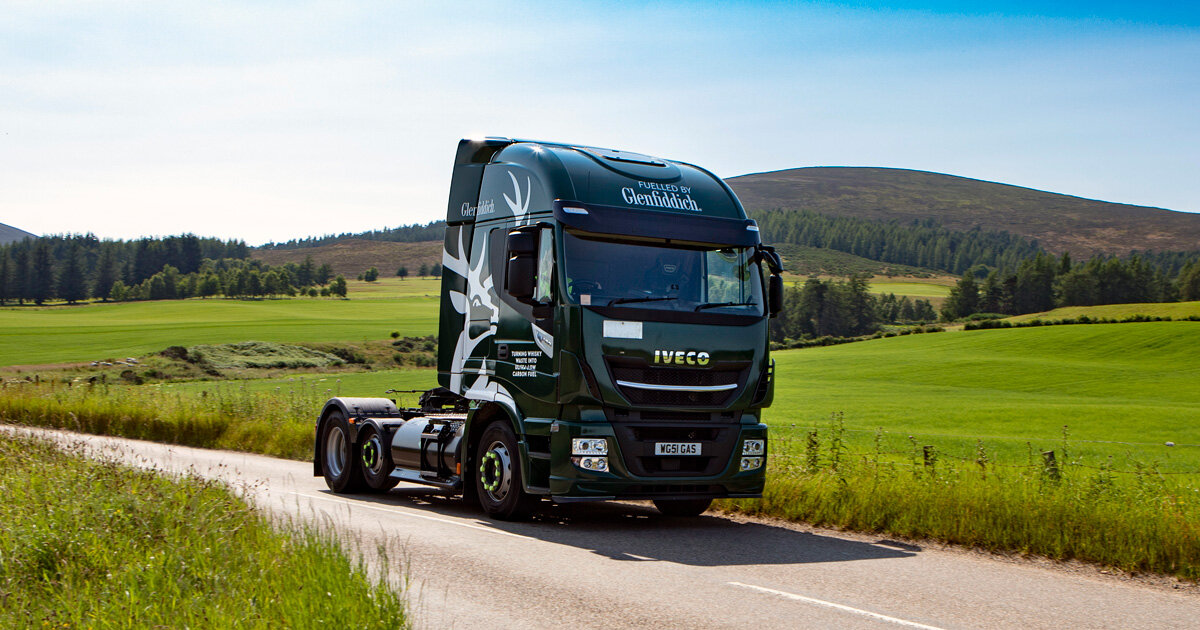 glenfiddich distillery launches trucks fueled by whisky waste