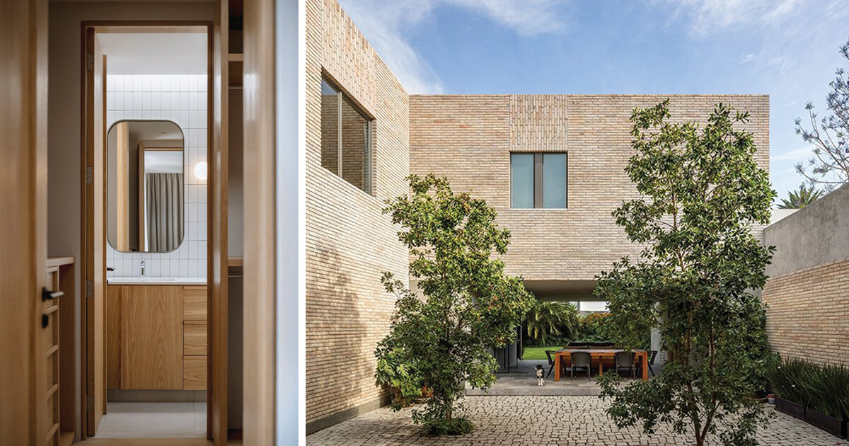 white clay brick residence revolves around interior courtyards in ...