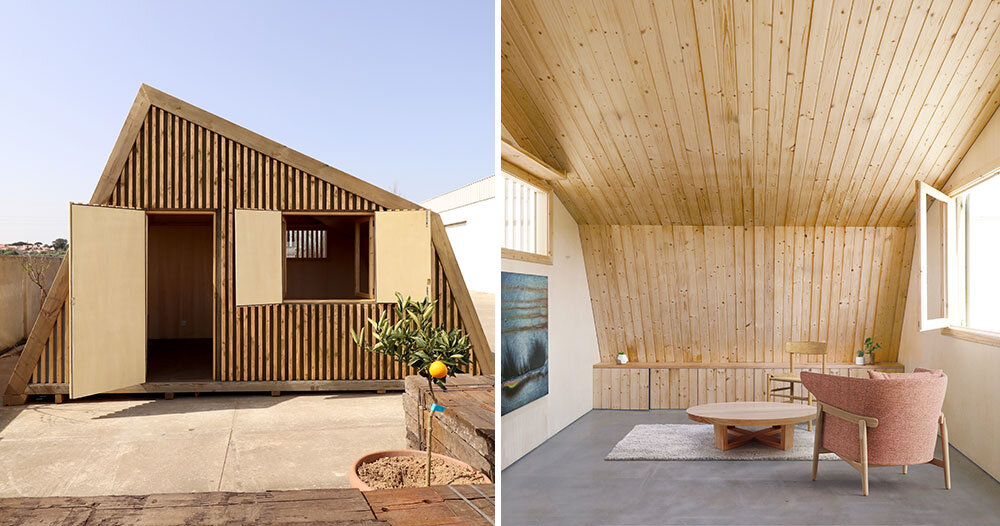 madeiguincho celebrates timber with simple geometry of its diagonal studio